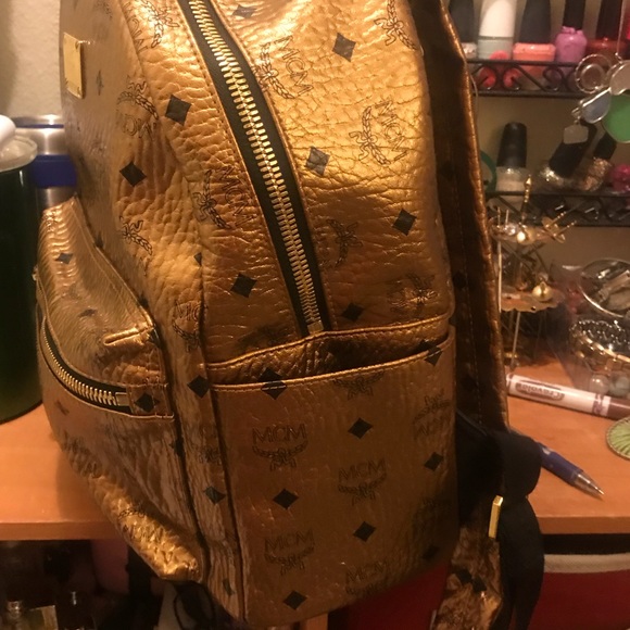 MCM | Bags | Authintic Mcm Gold Back Pack | Poshmark
